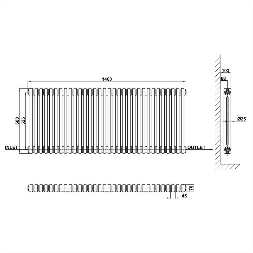 Traditional 2 3 Column Radiator Heating Cast Iron Style Rad With Free ...