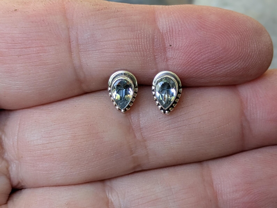 Blue Topaz and Sterling Silver Teardrop Stud Earring, November ...