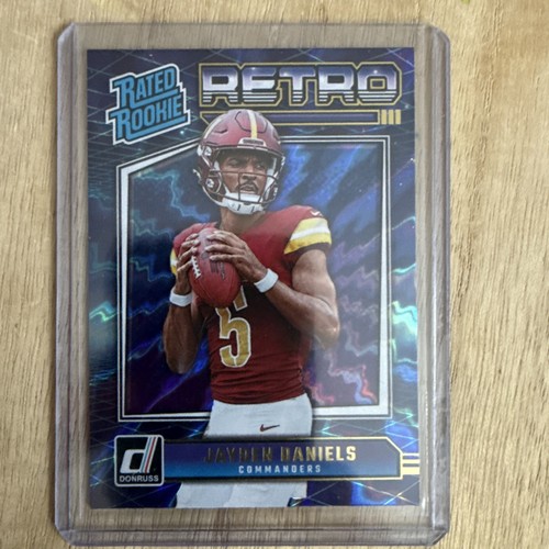 Jayden Daniels 2024 Panini Donruss Rated Rookie Retro Blue Shock #11 ...