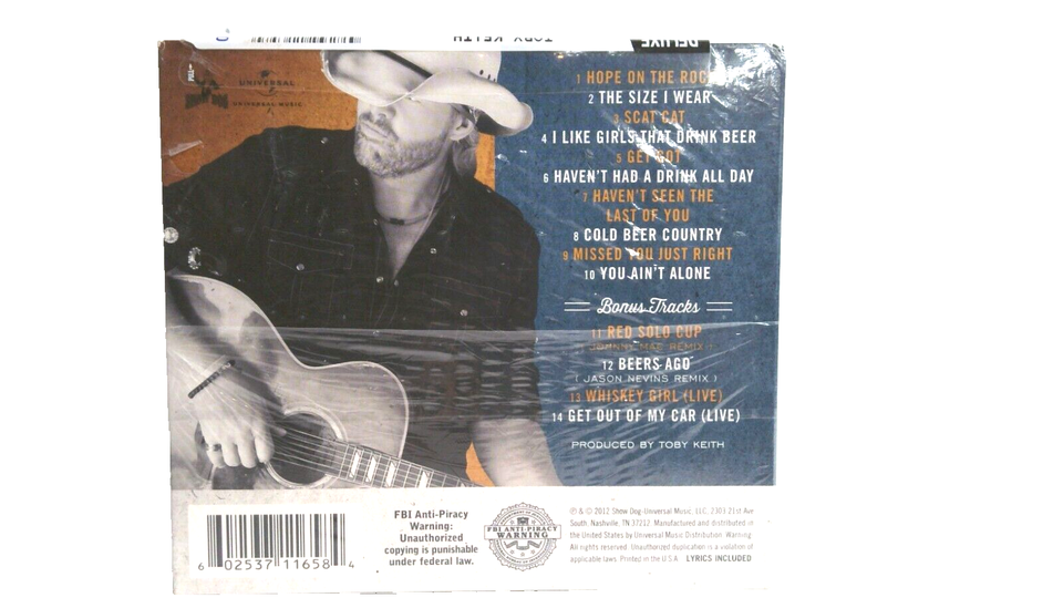 +4 BONUS TRACKS--- TOBY KEITH Hope on the Rocks CD I Like Girls That ...