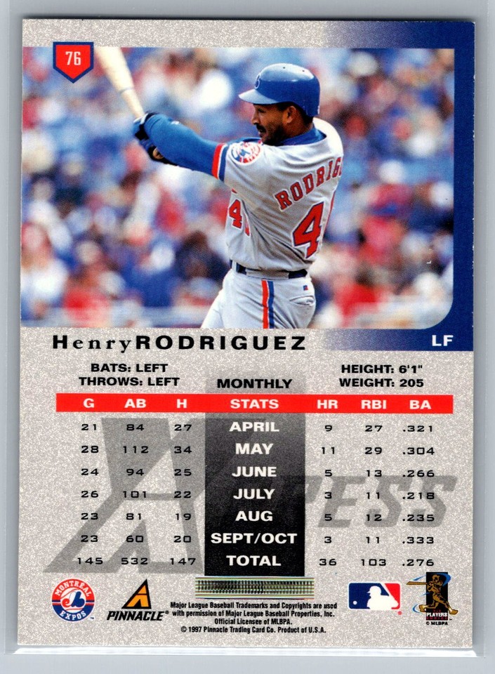 Henry Rodriguez 1997 Pinnacle X-Press BASEBALL #76 Montreal Expos | eBay