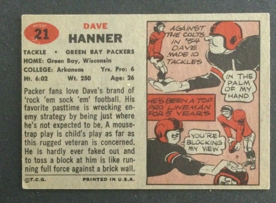 1957 Topps #21 Dave Hanner Packers Football Card | eBay