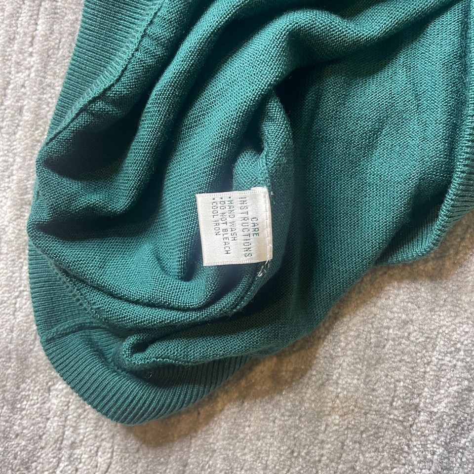 Masters Collection Sweater Vest Mens Large Green Merino Wool 1/4 Zip ...