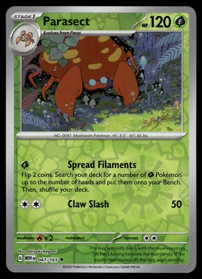 Parasect Reverse Holo NM 047/165 Scarlet & Violet 151 Pokemon Card | eBay