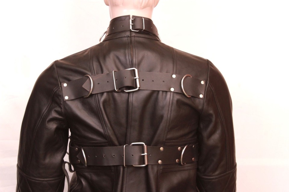 Real Leather Straight Jacket Heavy Duty Straitjacket Bondage Armbinder ...