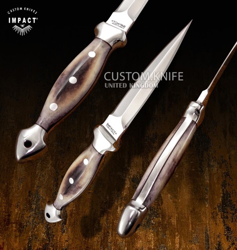 IMPACT CUTLERY RARE CUSTOM FULL TANG BOOT KNIFE DAGGER CAMEL BONE ...