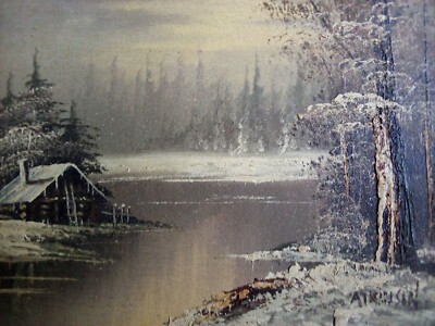 Michael Atkinson original art. 8x10 ORIGINAL painting. Winter landscape ...