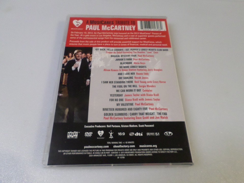 Musicares Tribute to Paul Mccartney (DVD, 2015) - VARIOUS ARTISTS ...