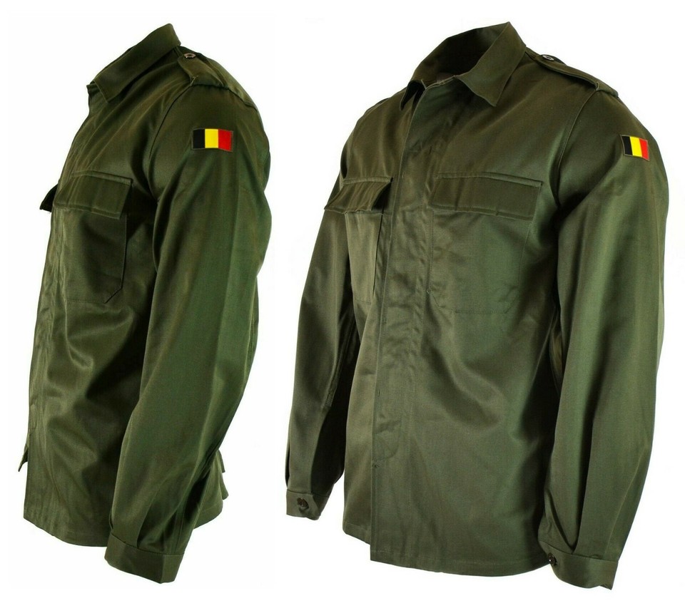 Belgian Army Field Jacket Combat Military Shirt BDU Olive Green Surplus ...