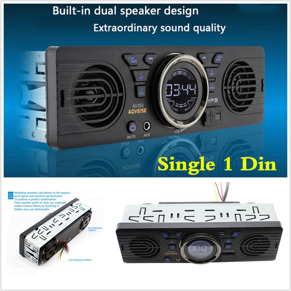 Single Din Car Stereo Radio MP3 Player Bluetooth Radio Receiver Volume ...