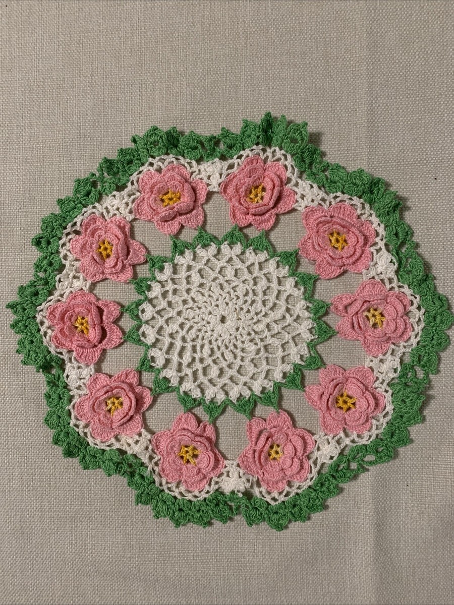 Vintage Crochet Pattern To Make Irish Rose Flower Doily Snowflake