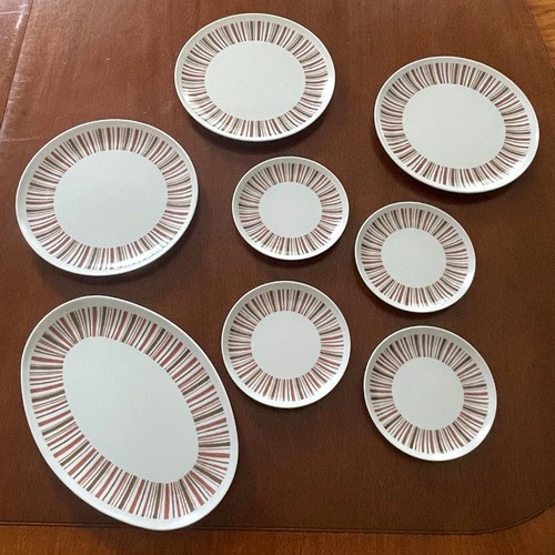Vtg Melmac Sun Valley Green & Rust Stripes Melamine Plates Platter ...