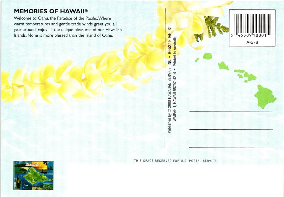 Vintage Postcard 4x6- Map of Oahu, Hawaii | eBay