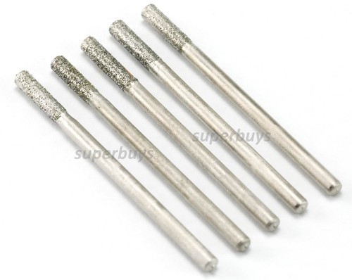 5pc 2.5mm Tipped Diamond Burr Engraver Lapidary Rotary Drill Bit ...