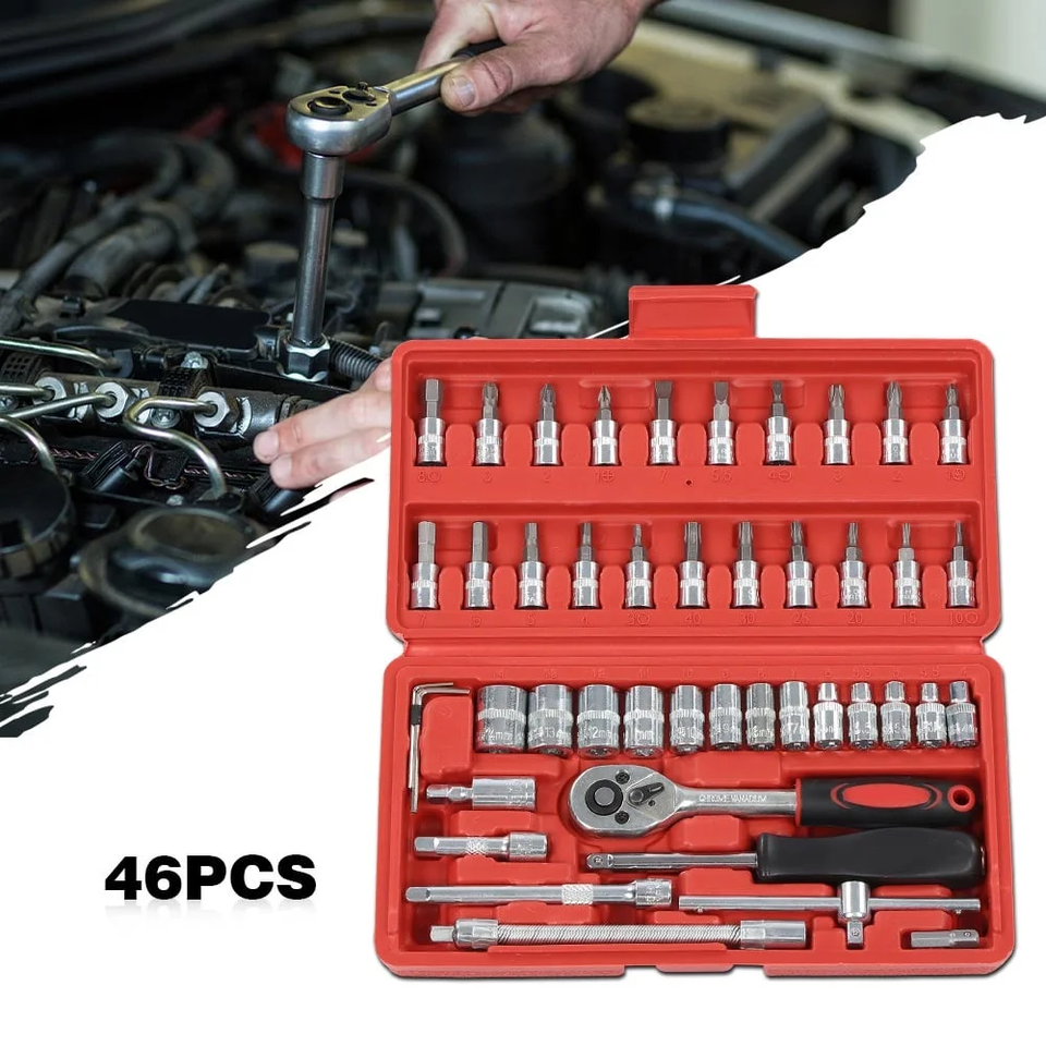 1/4" Ratchet Wrench Combination Socket Tool Set Kit Auto Car Repair ...