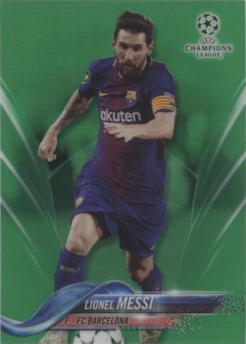 2017-18 Topps Chrome UCL - Lionel Messi #1 Green Refractor /99 for sale ...