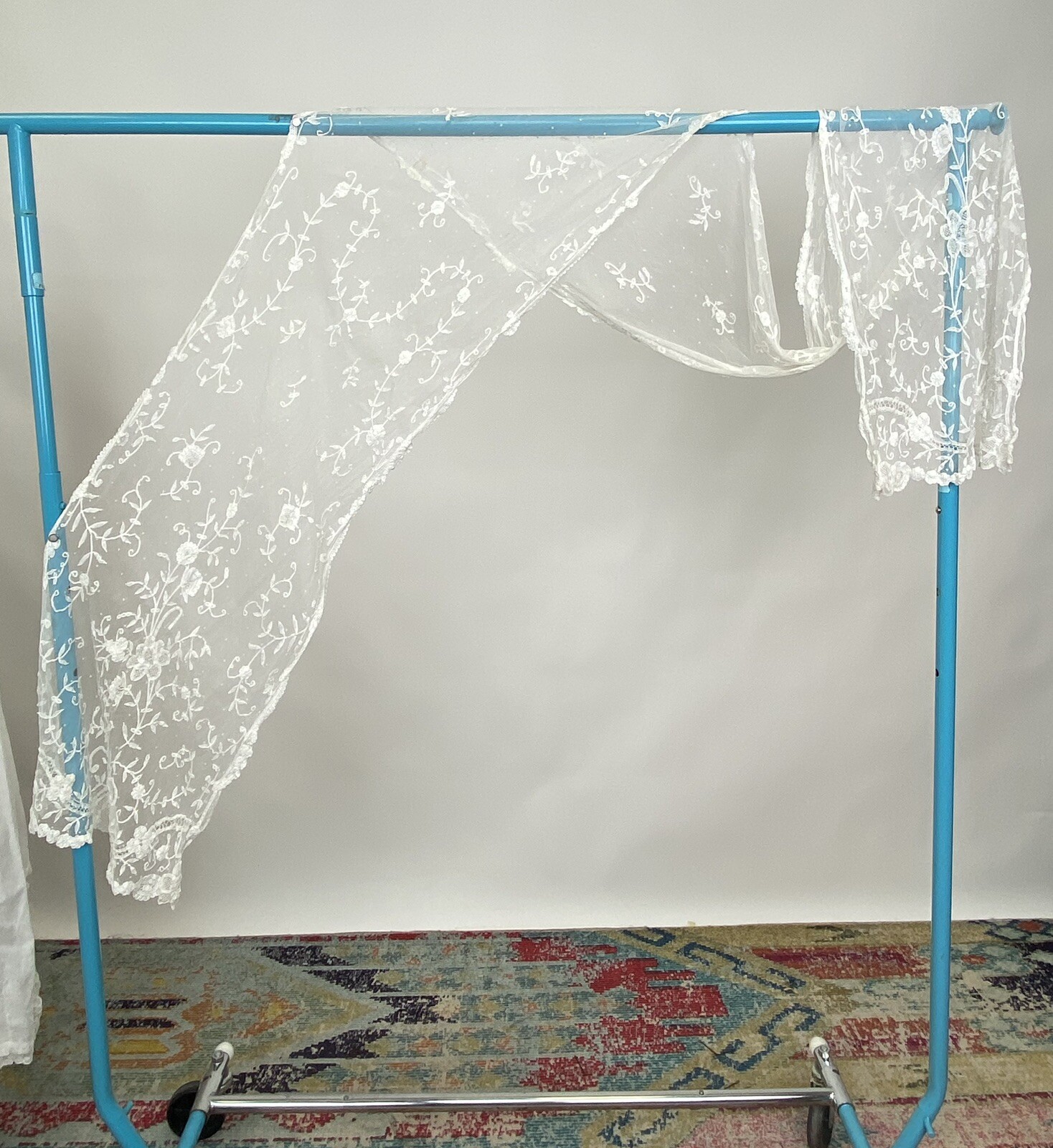 Antique Edwardian White Net Wedding Veil with Tape La… - Gem