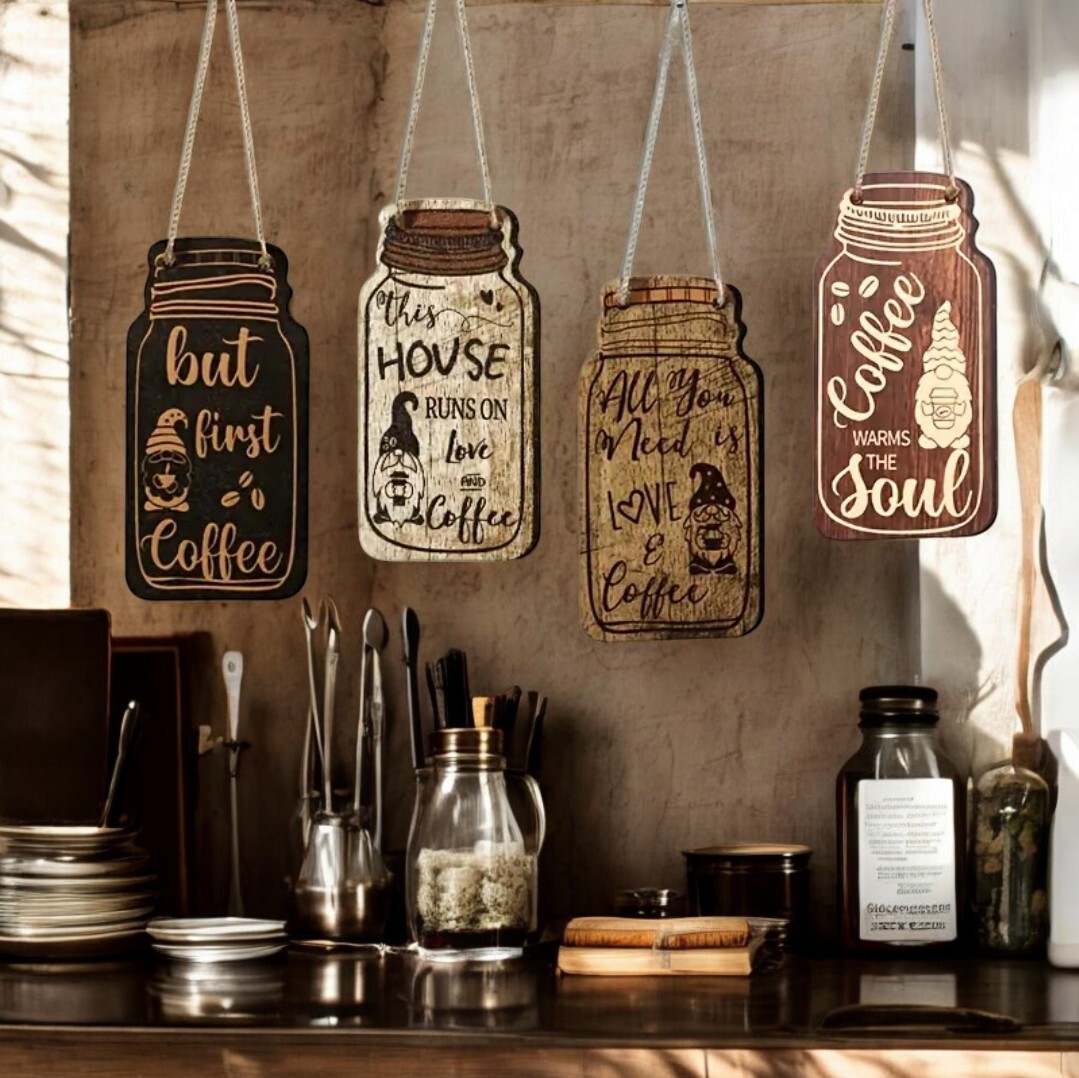 Wooden Coffee Hanging Sign, Creative Wall Slogan Sign, Coffee Quotes ...