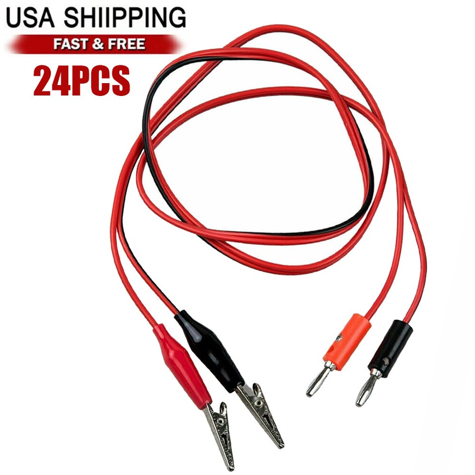 24PCS Double Ended Crocodile Wire Alligator Clip Electric Test Cable ...