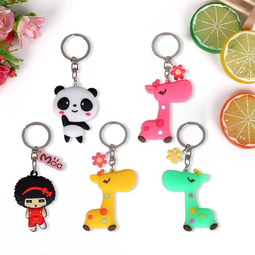 Animal Keychain Rubber Decoration Key Ring Keys Chain Schoolbag ...