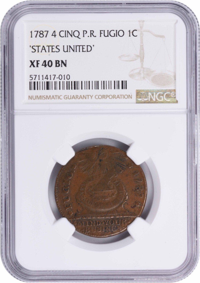 1787 Fugio Cent 4 Cinq STATES UNITED EF40BN NGC | eBay
