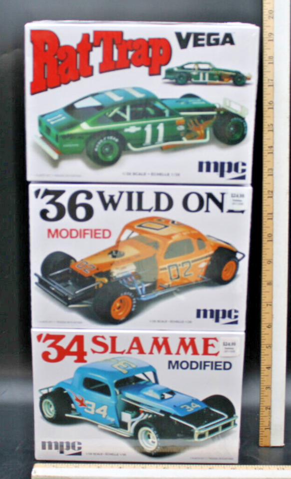 3pc NEW 1/25 Model Kit MODIFIED RACERS '34 '36 Rat Trap Vega Slammer ...