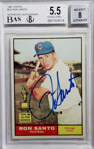 1961 Topps #35 Ron Santo Signed Rookie Card Autograph RC Auto BAS BGS 5 ...