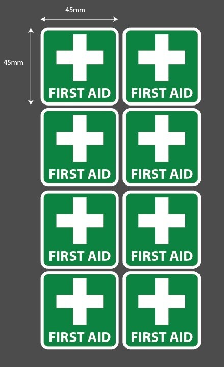8pk (1 sheet of 8) First Aid Safety OHS WHS 3m waterproof Vinyl ...