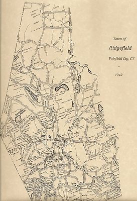 Ridgefield Branchville Ridgebury CT 1942 Map with Homeowners Names ...