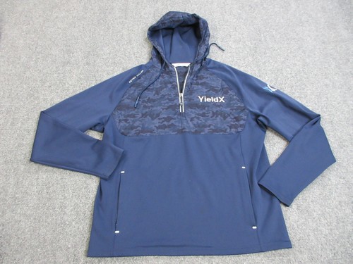 Peter Millar Pullover Mens Large Blue Camo Hooded YieldX Logo Quarter ...