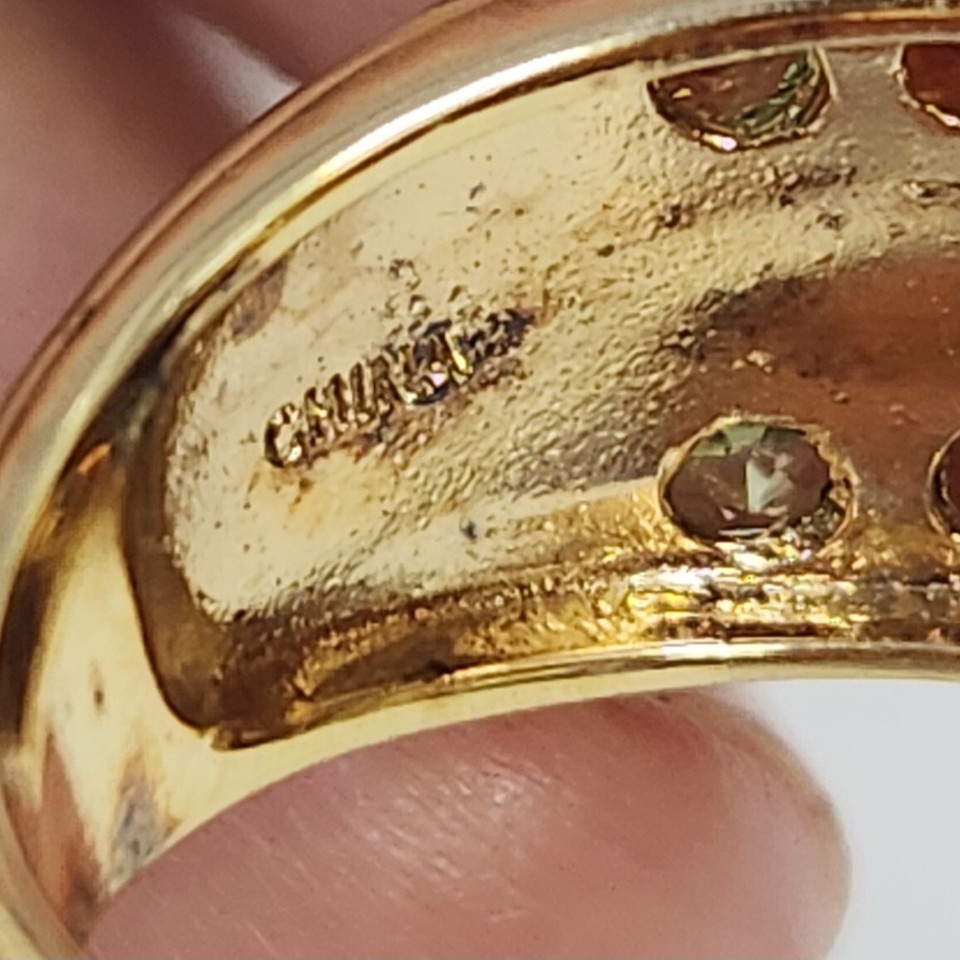 HSN 925 Sterling Silver Multi Gemstone & Diamond Two Row Ring Pre-owned ...