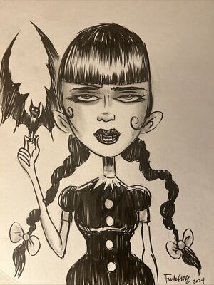 Sexy Wednesday Addams Addams Family Horror Original Art Drawing By ...