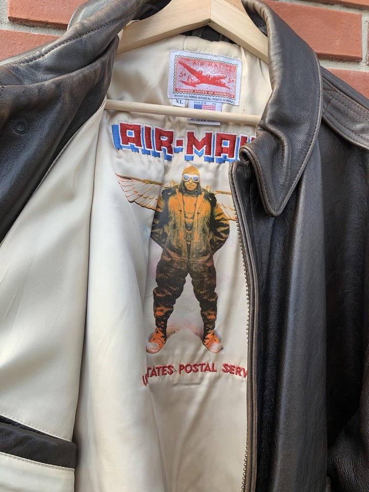 AVIREX, Air Mail, US Postal Service, Leather Flight Bomber Jacket, Size ...