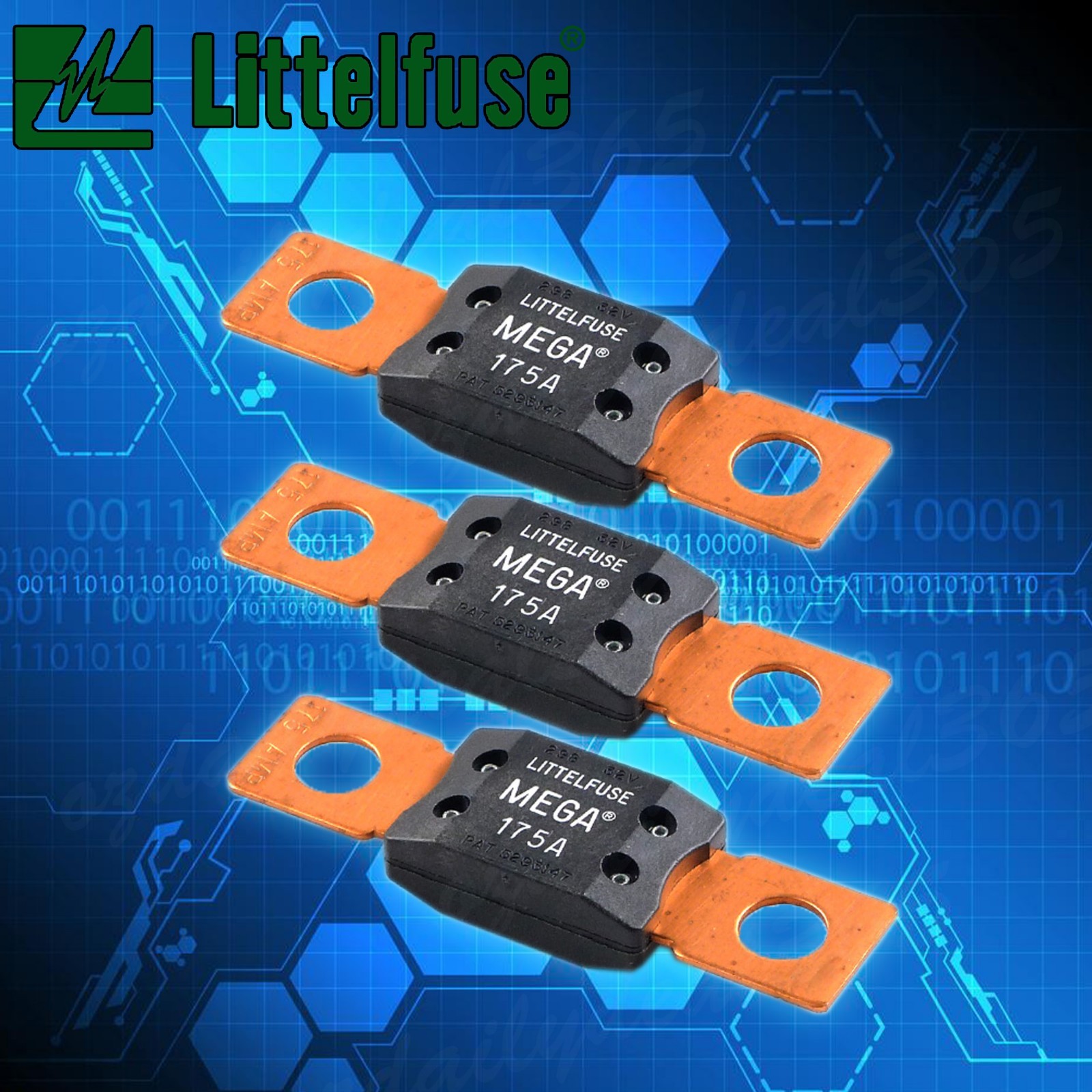 3pcs GENUINE LITTELFUSE MEGA FUSE 175A AMP FUSES DUAL BATTERY BATTERIES ...