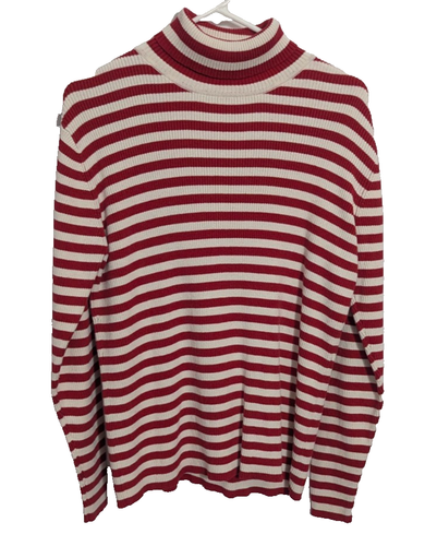 Vtg 90s BELLE POINTE Red White Stripe Ribbed Knit Turtleneck Sweater ...