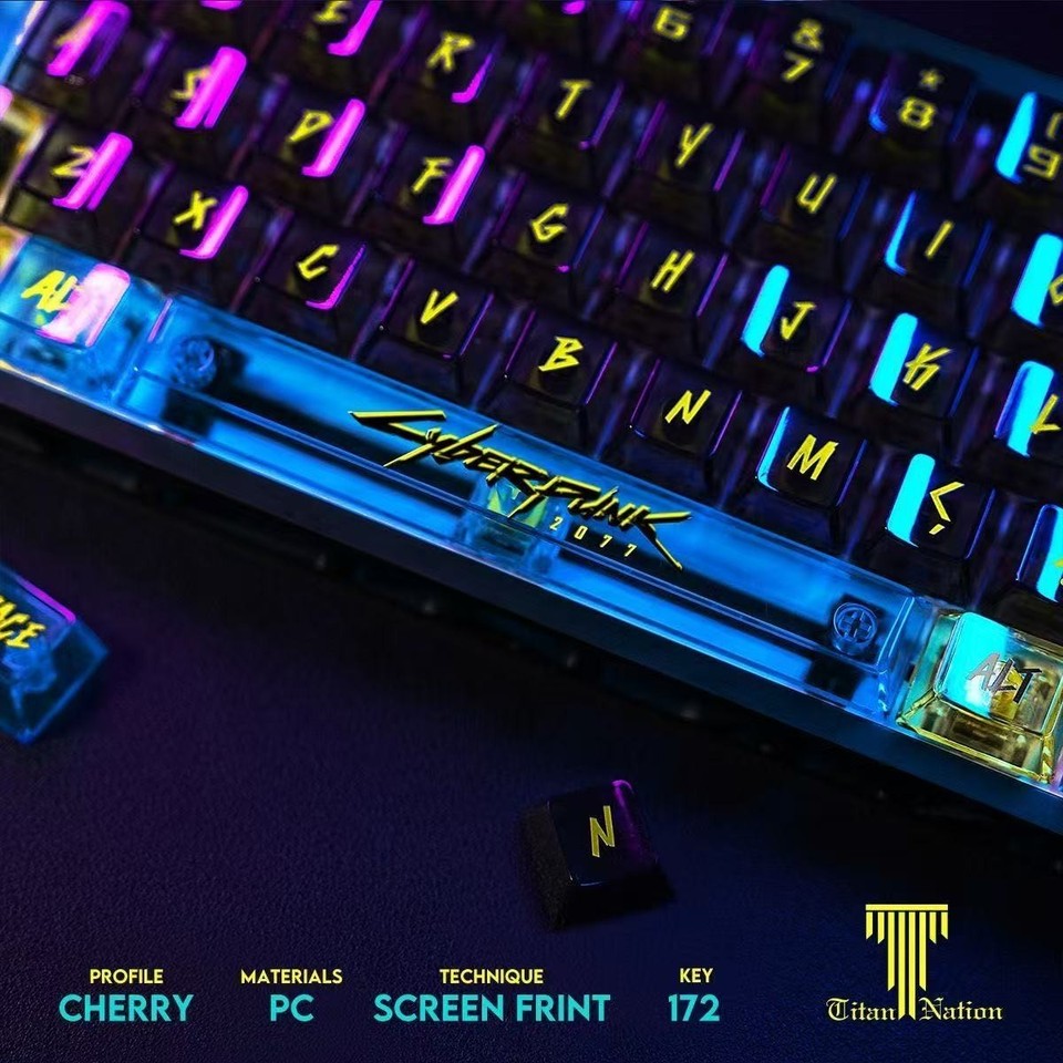 Cyberpunk Keycaps Set PBT 172 keys The Lamp Edition For MX Mechanical ...