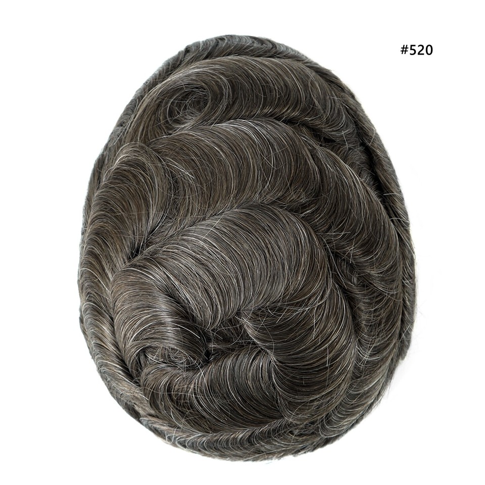 Mens Toupee Human Hair Replacement System Poly Skin V Real Wigs ...