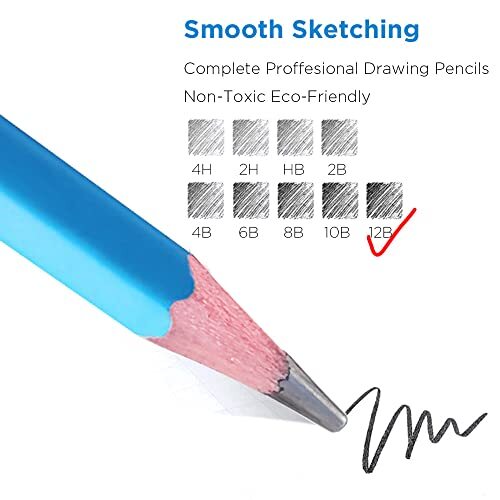 Sketch Pencils for Drawing 12B 12pcs Softest and Darkest Professional ...