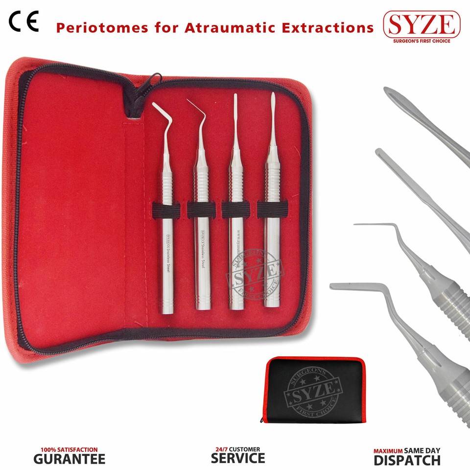 SYZE Periotomes for Atraumatic Extractions Set 4pcs - HOLLOW - Dental ...