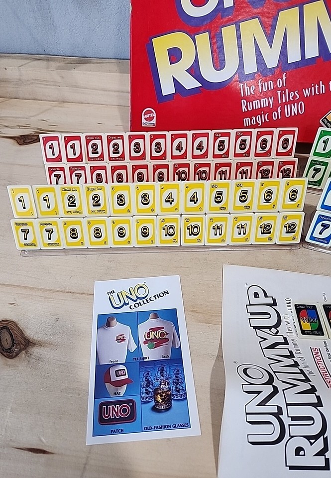 UNO Rummy-Up Tile Board Game Mattel (1993) Complete Clean & Pre-owned ...