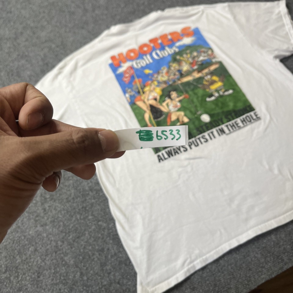 Vintage Hooters Golf Shirt Size 2XL White Short Sleeve Crew Neck ...