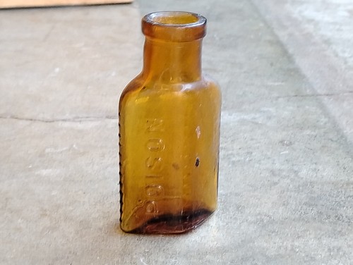 Vintage Small Brown Glass Poison Bottle | eBay