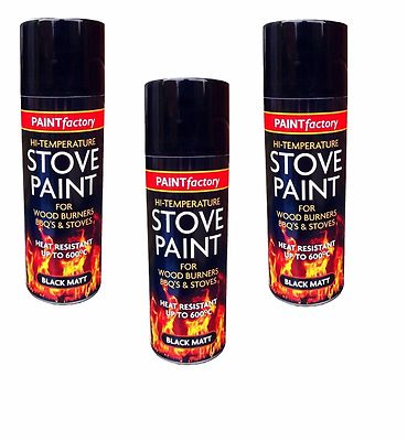 2x 400 ML Stove Spray Heat Proof Ultra High Temperature Matt Black ...