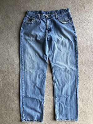 CINCH western cowboy rodeo light blue distressed straight denim jeans ...