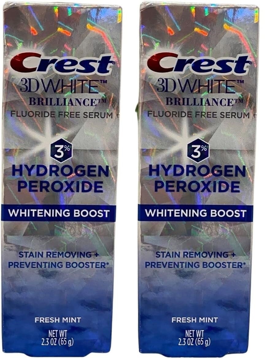 2 PACK Crest 3D White Brilliance Whitening Boost Peroxide Toothpaste 2. ...