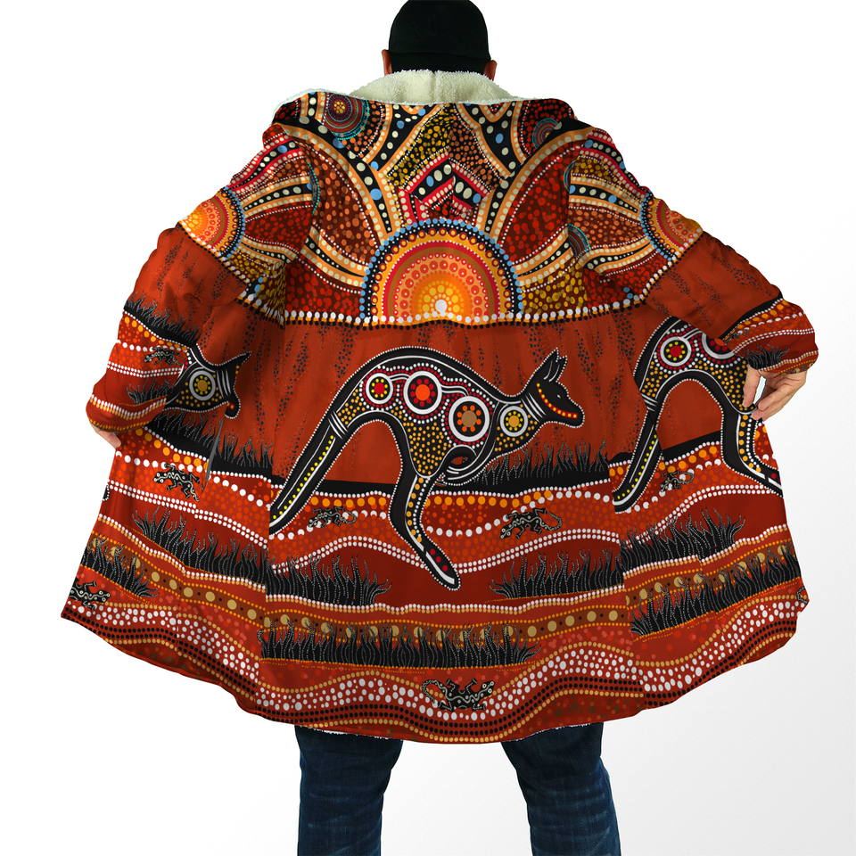 Sherpa Lined Aboriginal Indigenous Art 3D Printed Jacket Hooded Cloak ...