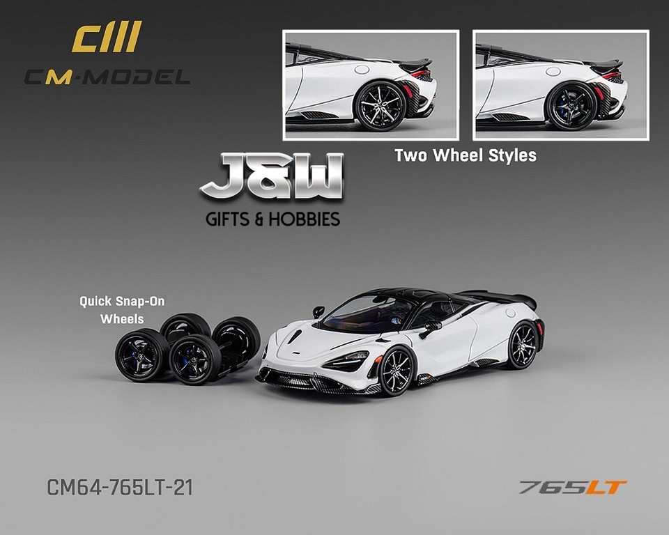 CM MODEL McLaren 765LT White with Carbon Fiber Hood Decal 1/64 | eBay
