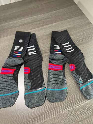 Stance Run Crew American Flag Performance Socks Men's Large 9-13 Black ...