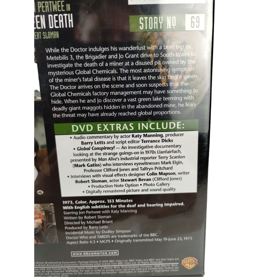 Doctor Who The Green Death Jon Pertwee Third Doctor Story 69 BBC Video ...