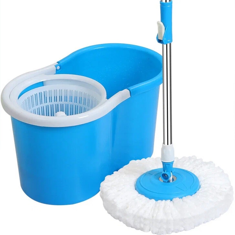 360° Rotating Head Easy Spin Dry Floor Mop Bucket+1/2/3 Head Microfiber ...